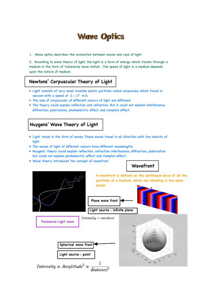 Wave optics | PDF | Waves | Diffraction