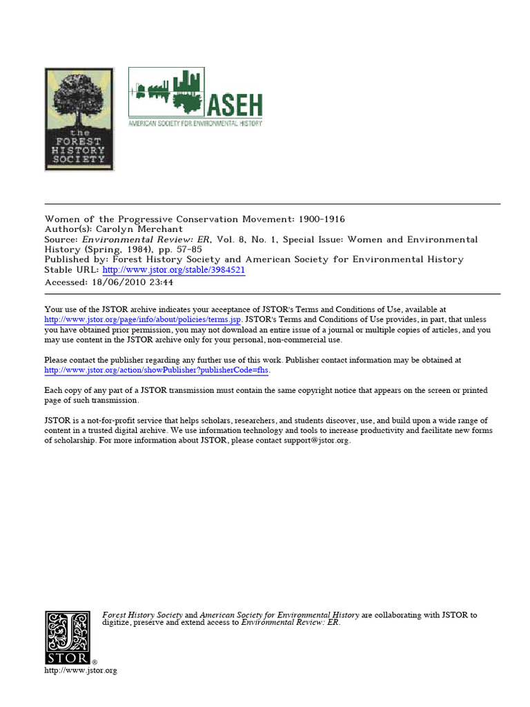 Women of The Progressive Conservation Movement, 1900-1916 | PDF