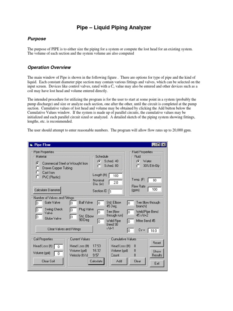 Liquid Piping System Analyzer Tool | PDF
