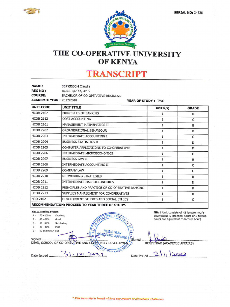 Transcript Second Year | PDF