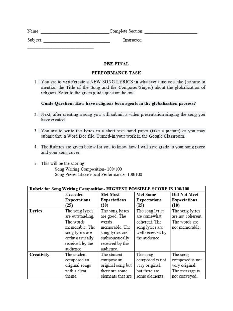 Ivan Lee Eboa - PRE-FINALS - PT - CREATE A SONG | PDF | Songs