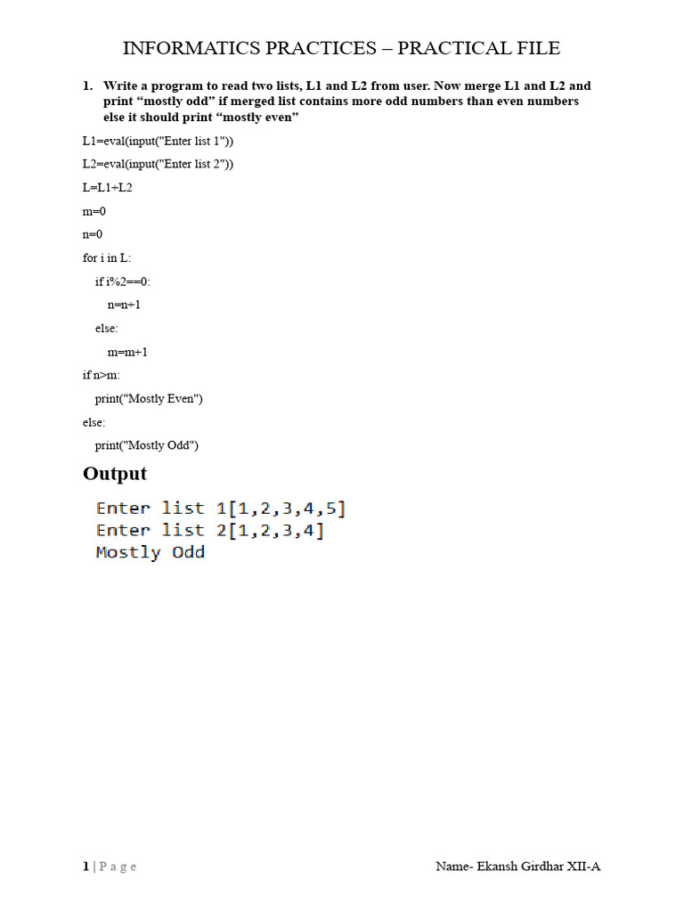 Ekansh Practical File XII-A | PDF | String (Computer Science) | Letter Case