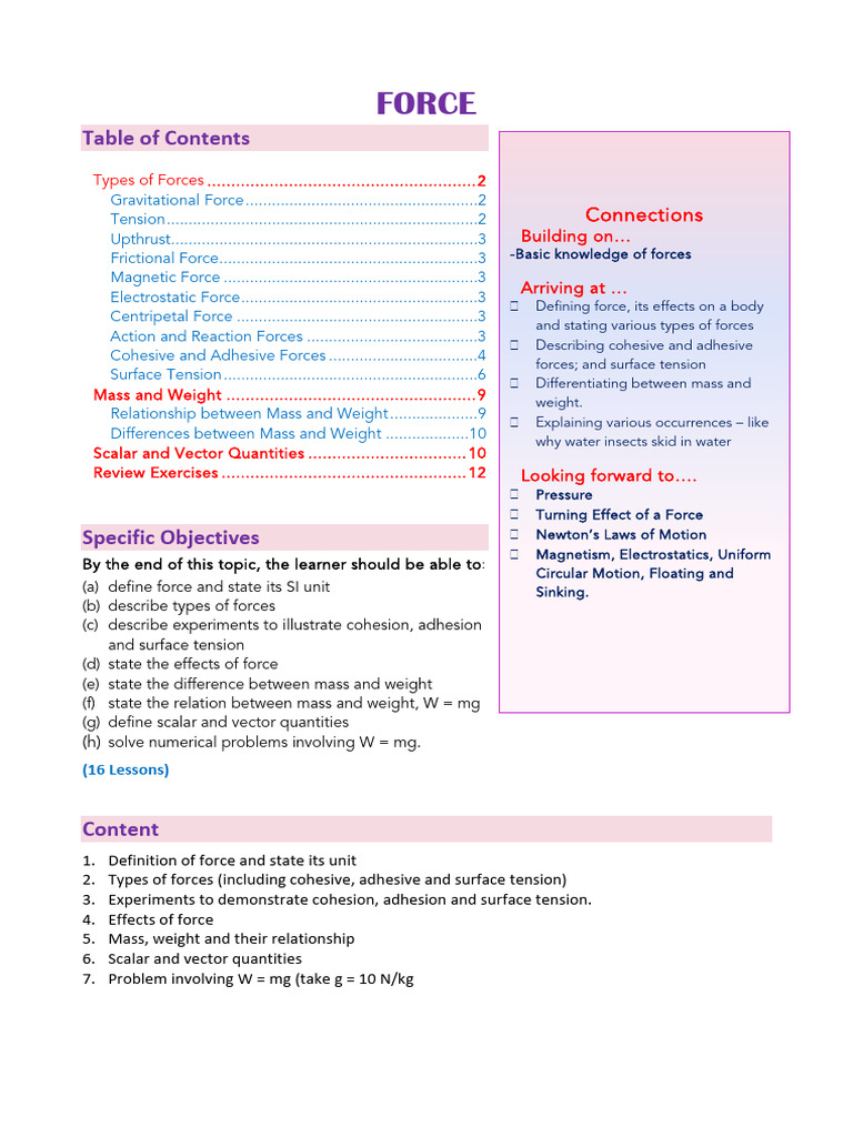1.3 Force | PDF | Force | Weight