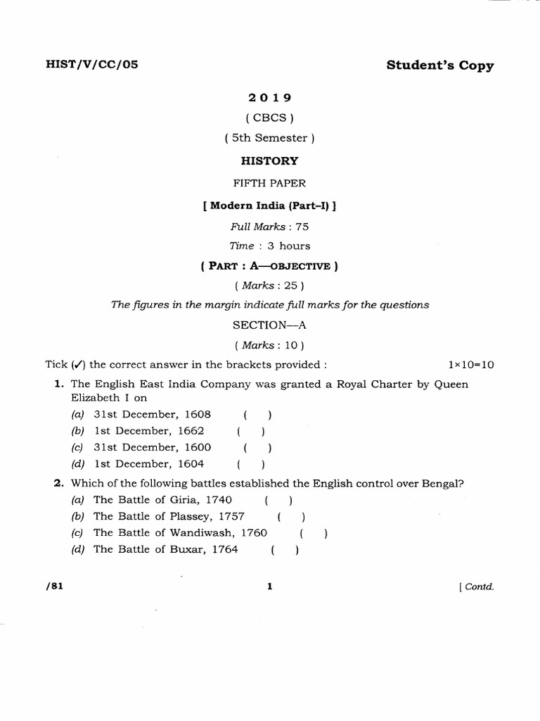 History Fifth Paper | PDF
