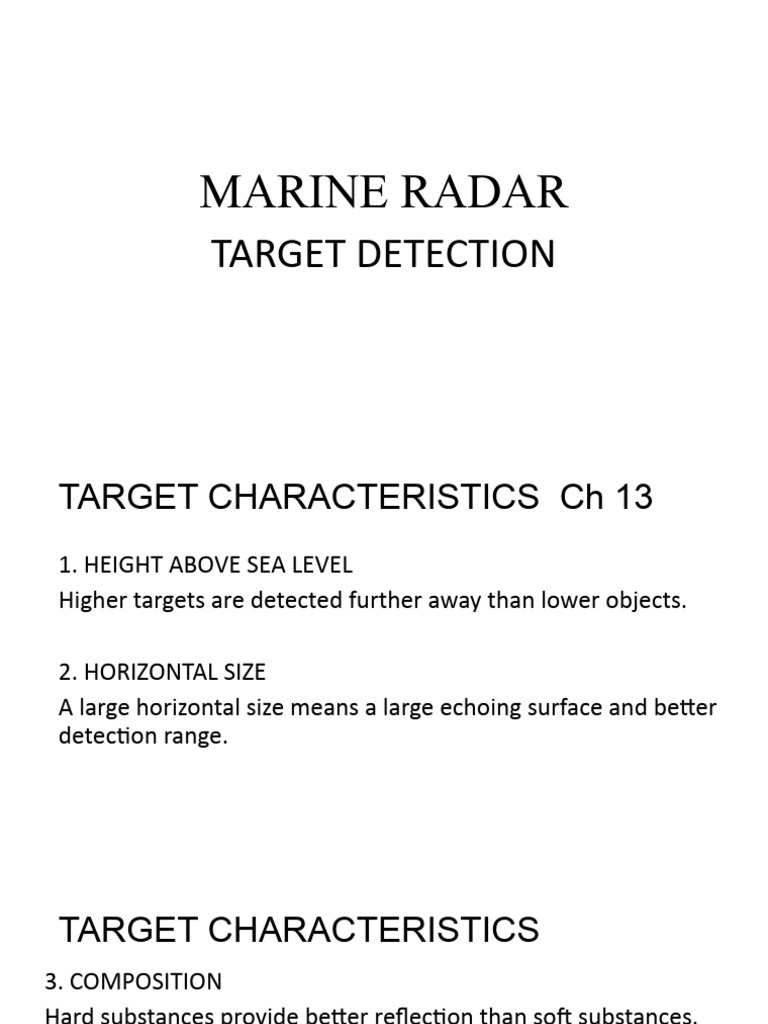 3.4 RADAR Target Detection Characteristics | PDF | Radar | Applied And ...
