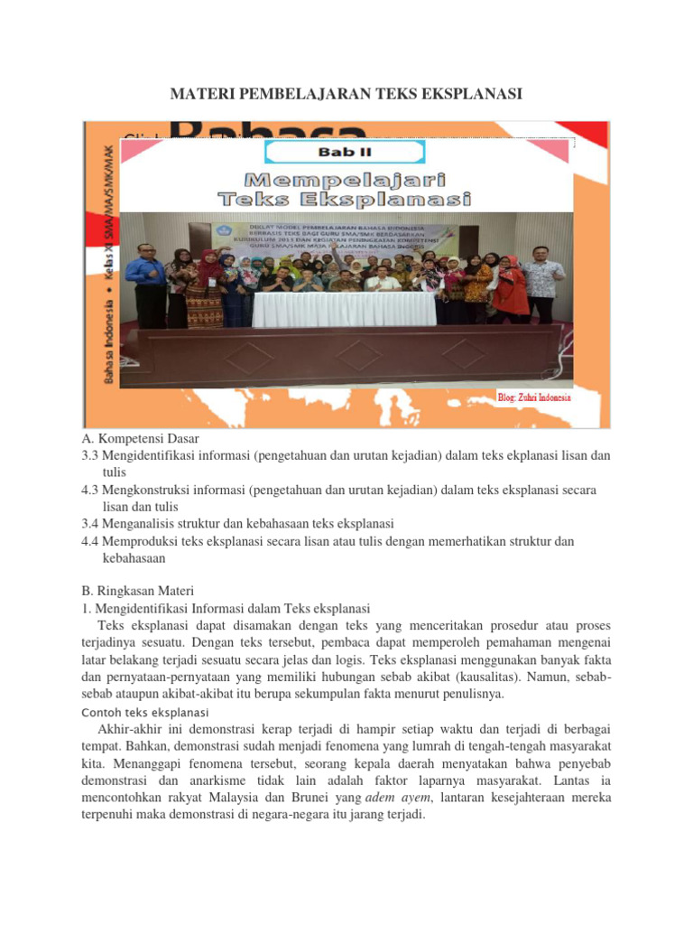 Bab-2 Materi Pembelajaran Bahasa Indonesia Kelas Xi Teks Eksplanasi | PDF