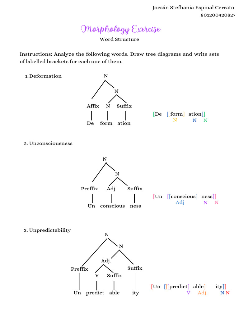 Morphology Exercises - Word Structure | PDF | Language Families | Lexical Semantics