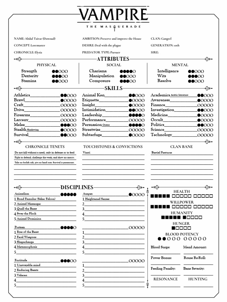 NPC Sheet - Abdul-2 | PDF