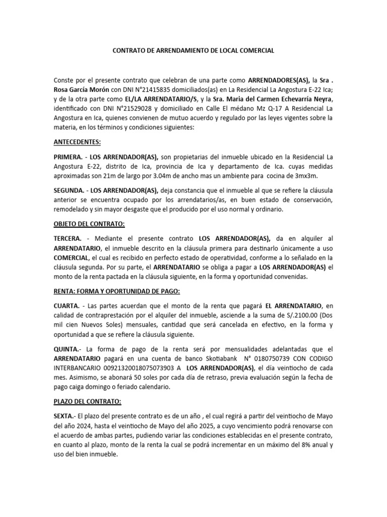 Contrato de Arrendamiento Act (6) .Docxrenovacion | PDF | Arbitraje