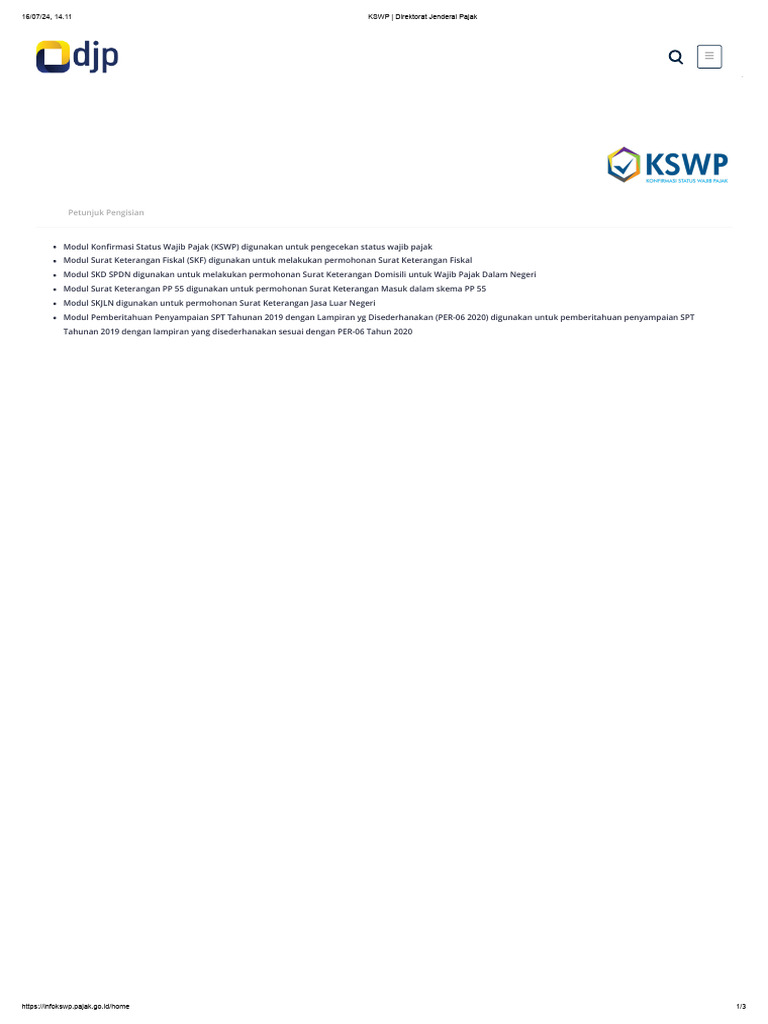 Panduan Modul KSWP dan SPT Pajak | PDF