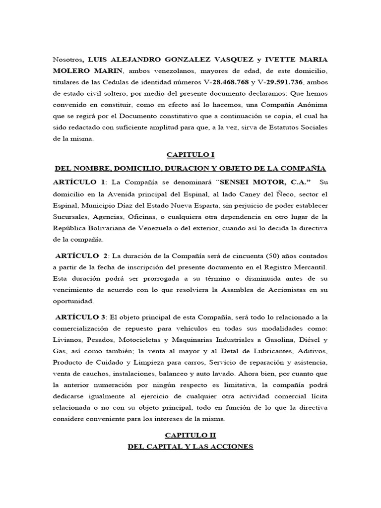 Acta Contitutiva | PDF | Dividendo | Compartir (Finanzas)