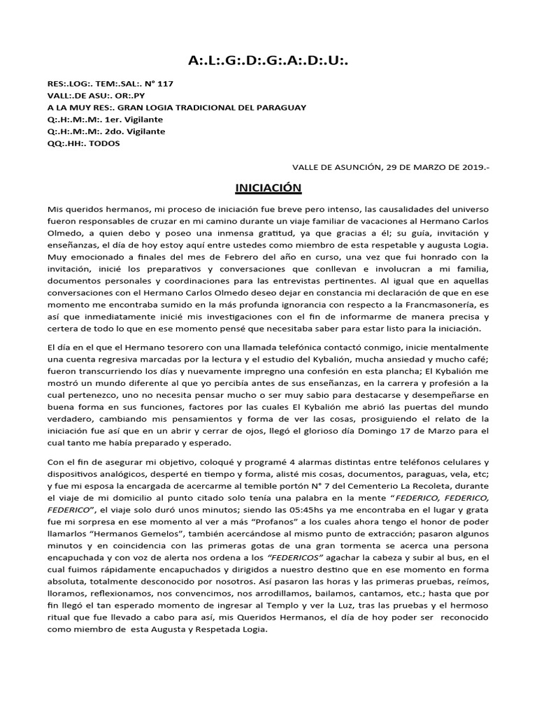 Plancha de Iniciación | PDF