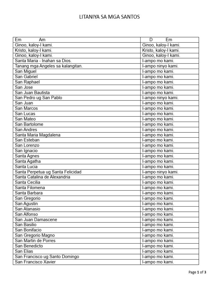 Litany of Saints | PDF