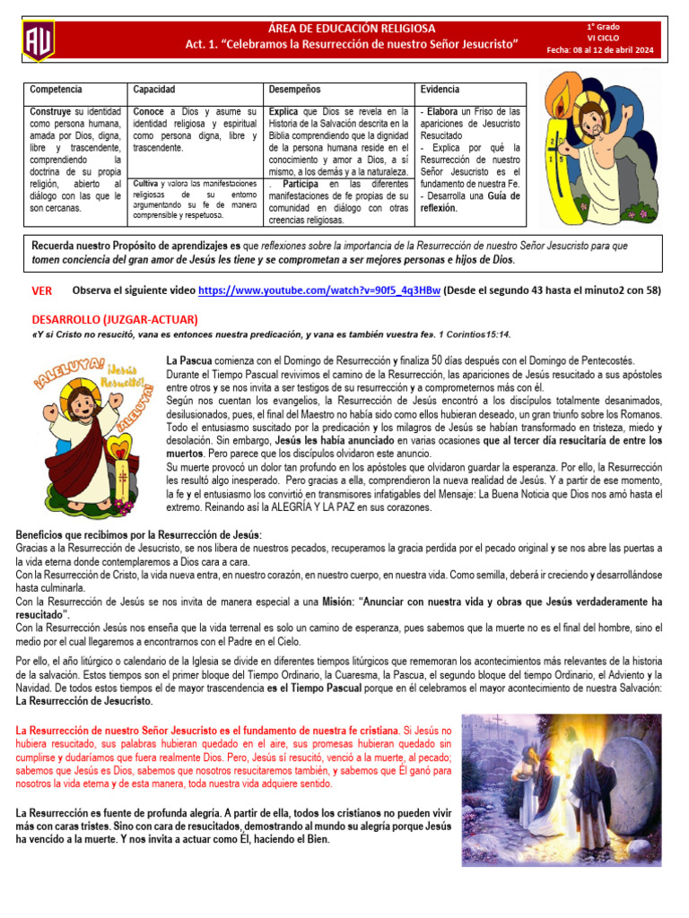 S5. Celebramos La Resurrección de Nuestro Señor-1sec | PDF | La ...