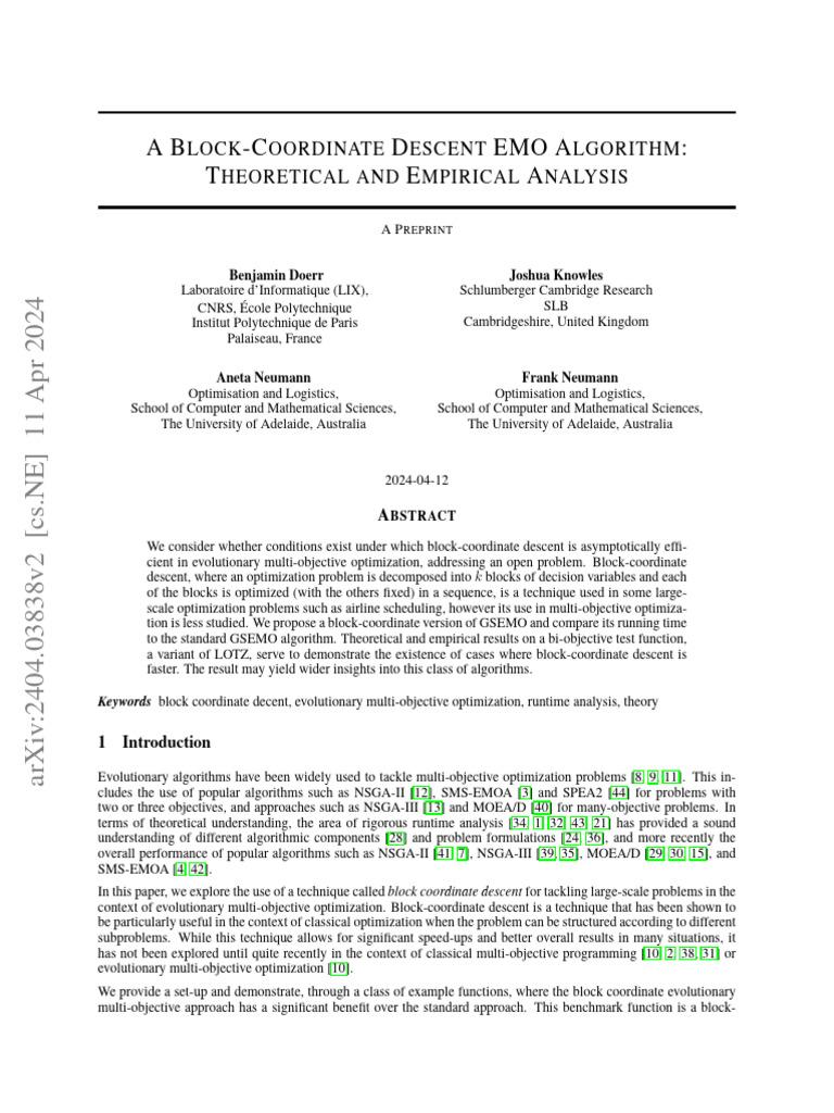 Block-Coordinate Descent in EMO Analysis | PDF | Mathematical ...