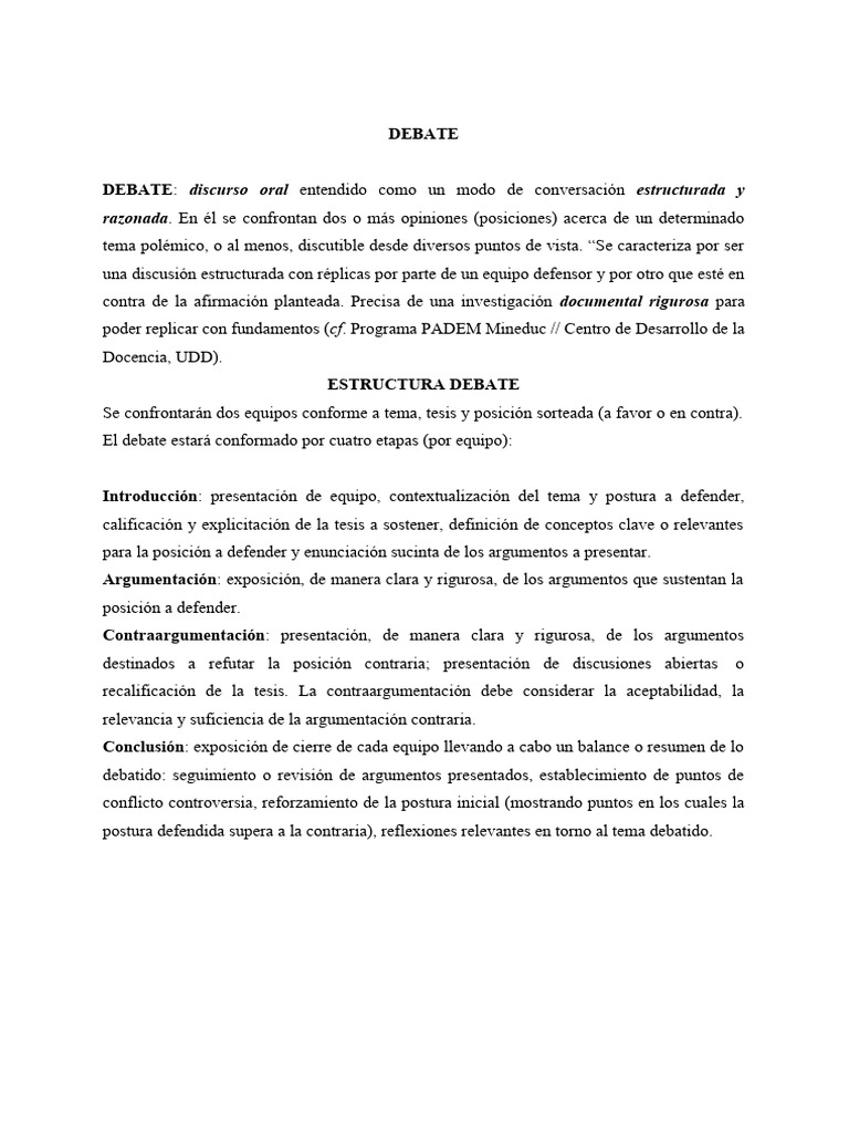 Estructura Debate | PDF | Argumento | Falacia