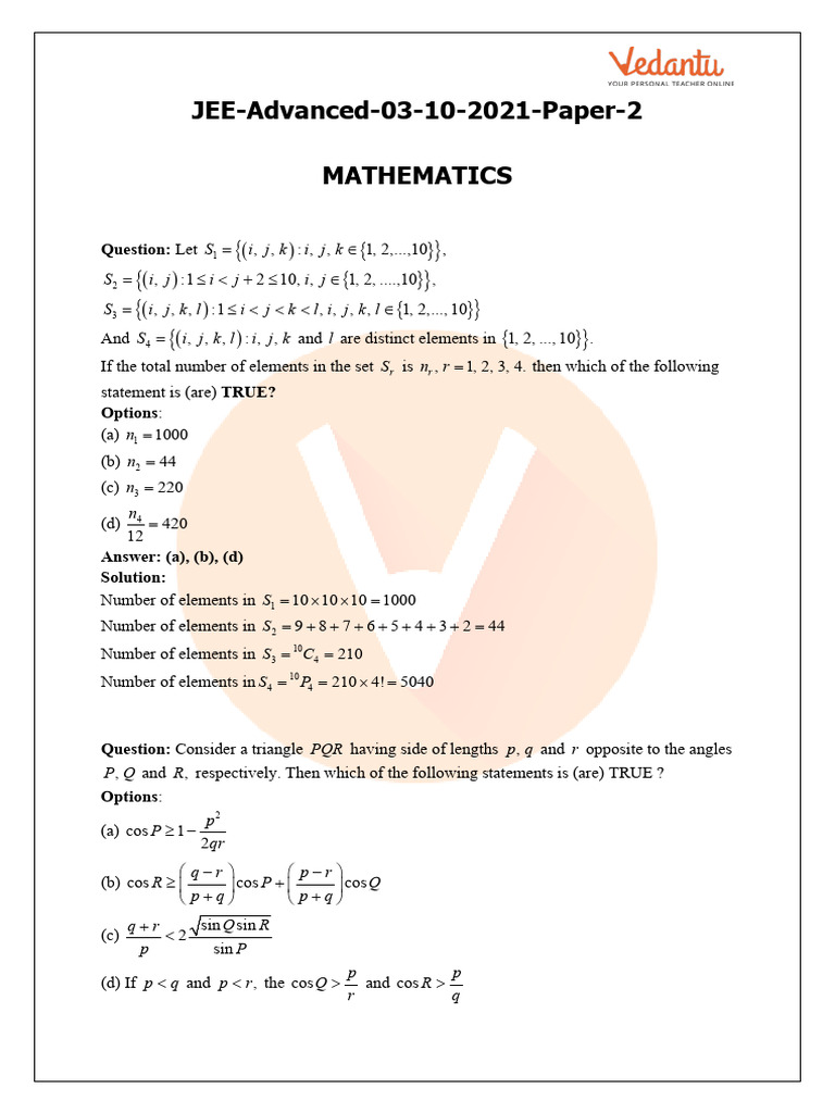 Advanced Maths Question With Solutions Part 2 | PDF | Circle | Tangent