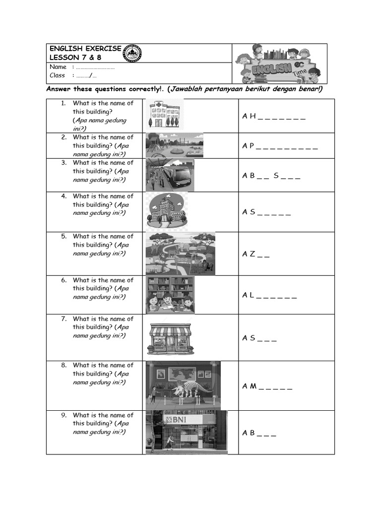 Grade 2 Public Places Worksheet | PDF