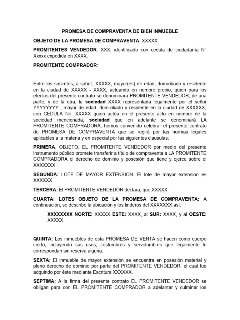 Modelo Promesa de Compraventa | PDF