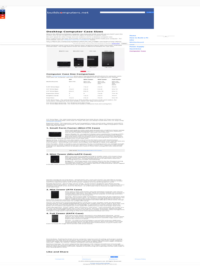 Difference Between Computer Case Sizes Explained | PDF | Personal ...
