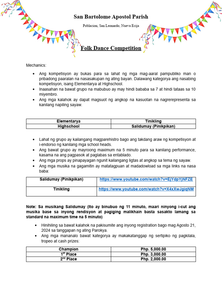 Folk Dance Competition Mechanics and Form | PDF