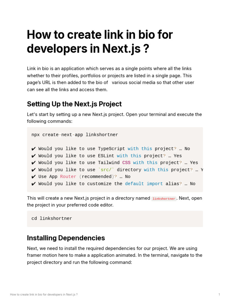 How To Create Link in Bio For Developers in Next J | PDF | Icon ...
