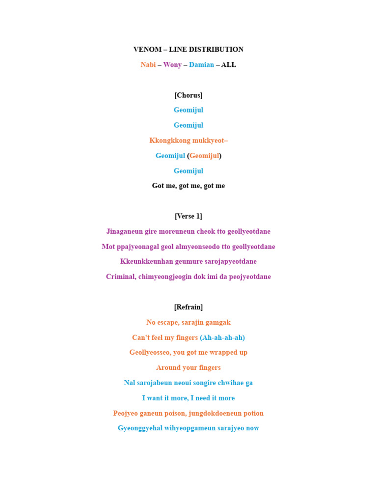 Venom Line Distribution | PDF