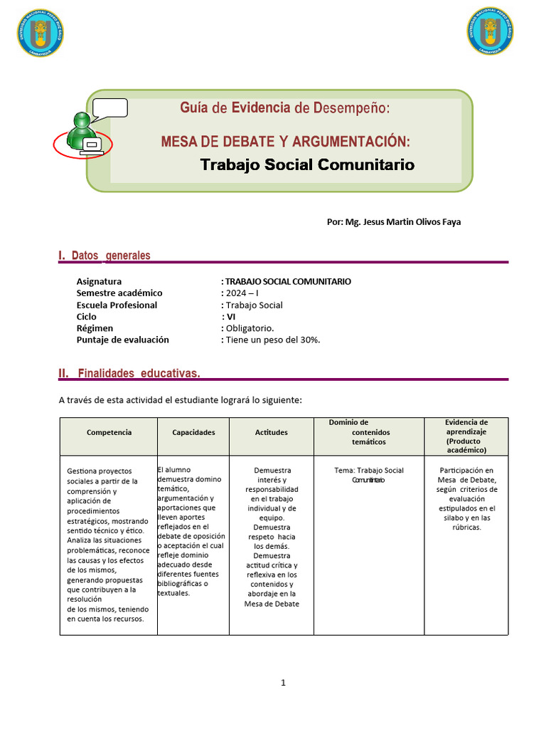 Guia Mesa de Debate y Argumentacion | PDF | Trabajo Social | Evaluación