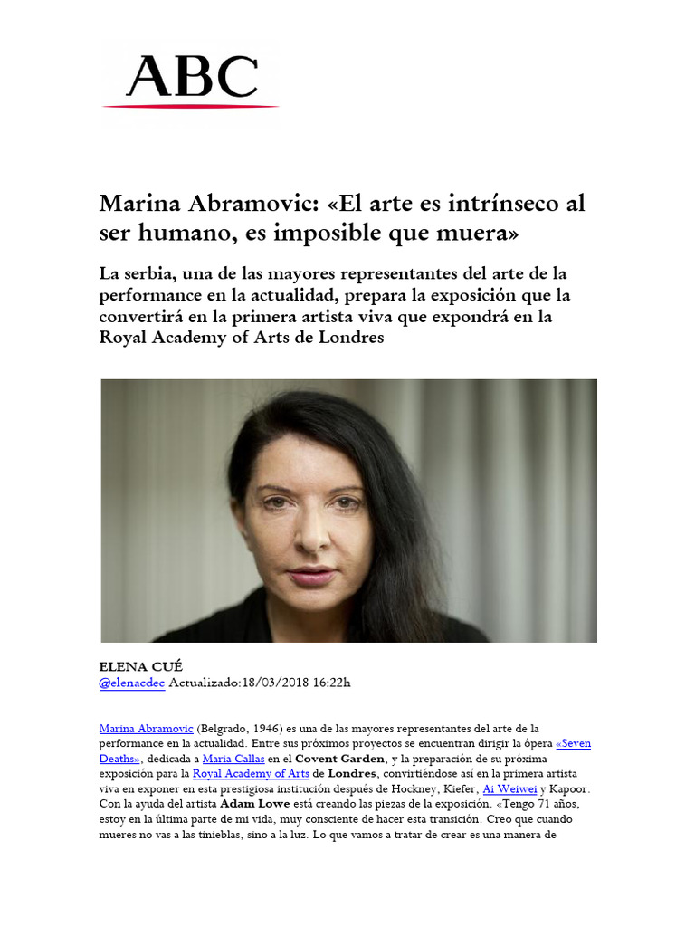 marina_abramovic | PDF | Amor | Arte de performance