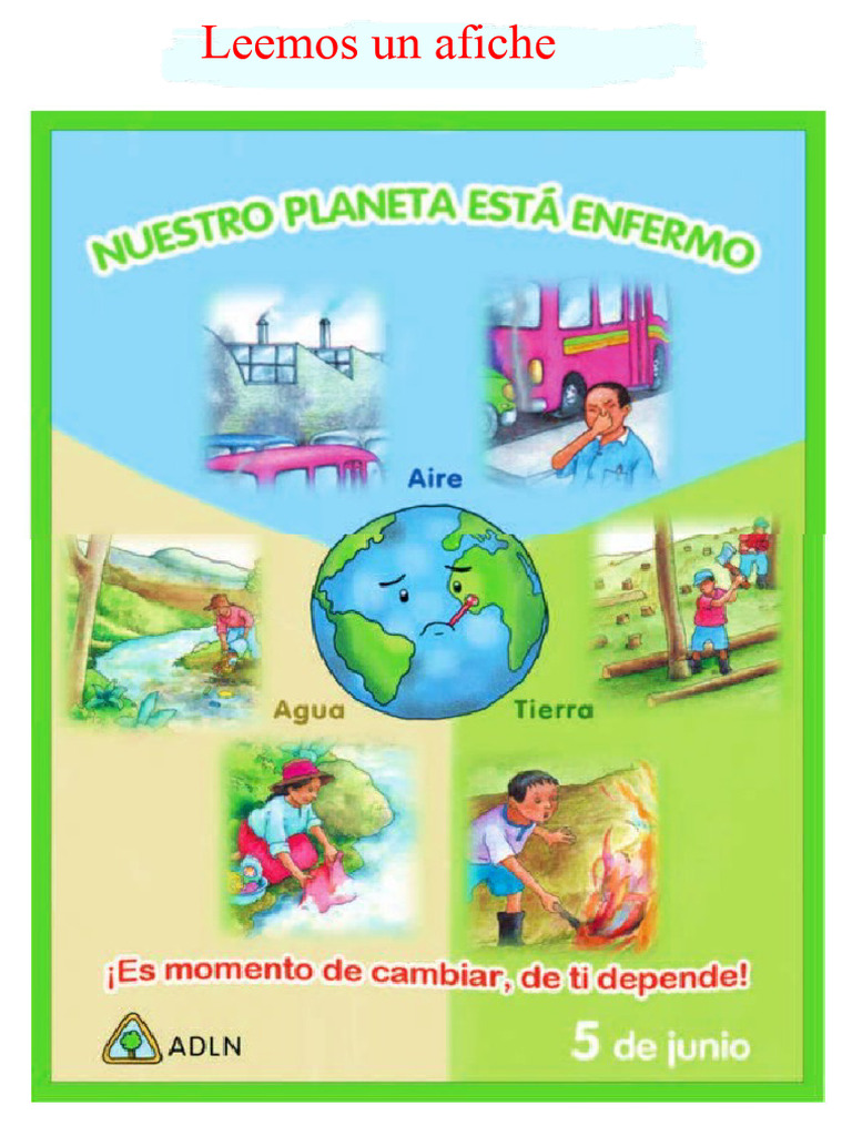 F. Leemos Un Afiche Nuestra Planeta Esta Enfermo | PDF F. Leemos Un Afiche Nuestra Planeta Esta Enfermo | PDF