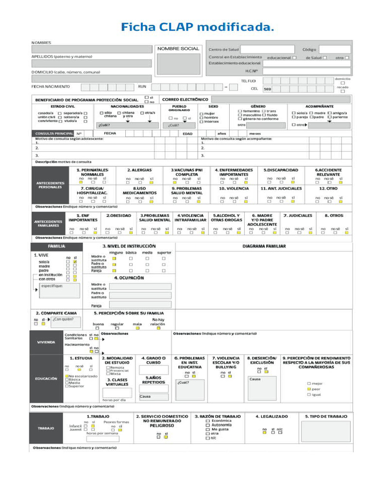Ficha CLAP Modificada 2021 | PDF