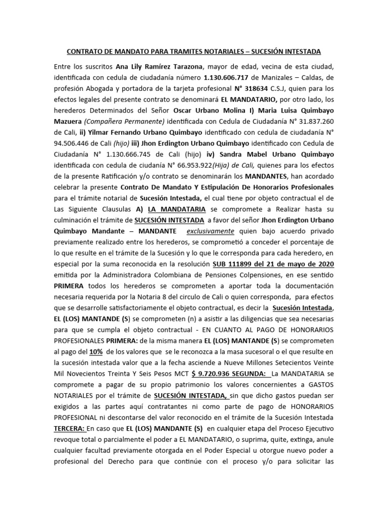 Contrato de Mandato para Tramites Notariales | PDF | Justicia | Crimen ...