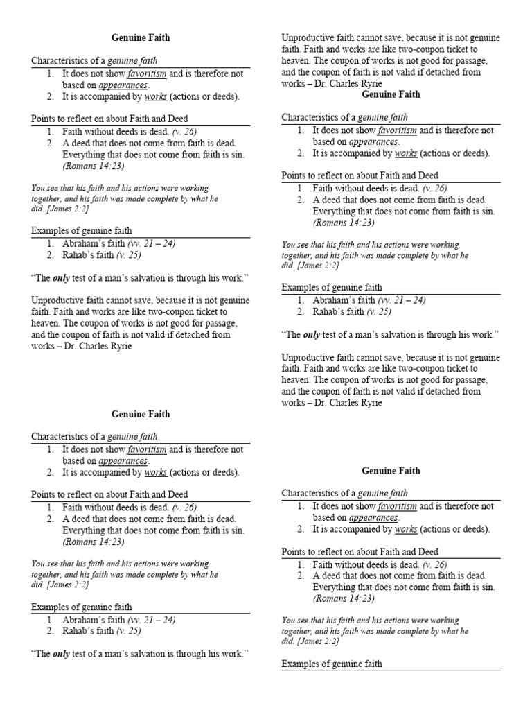 Genuine Faith | PDF | Faith | Religious Belief And Doctrine
