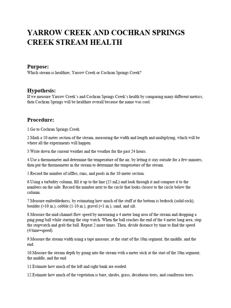 Stream Lab Write-Up | PDF | Metrology | Earth Sciences