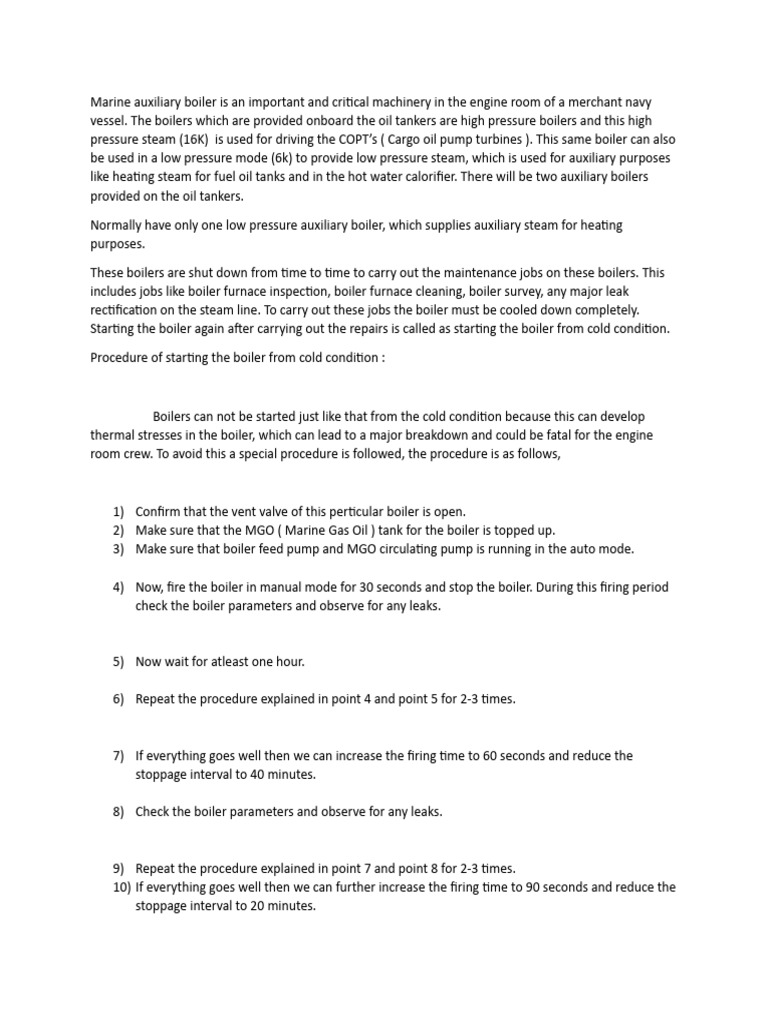 Auxiliary Boiler Operation | PDF | Boiler | Steam