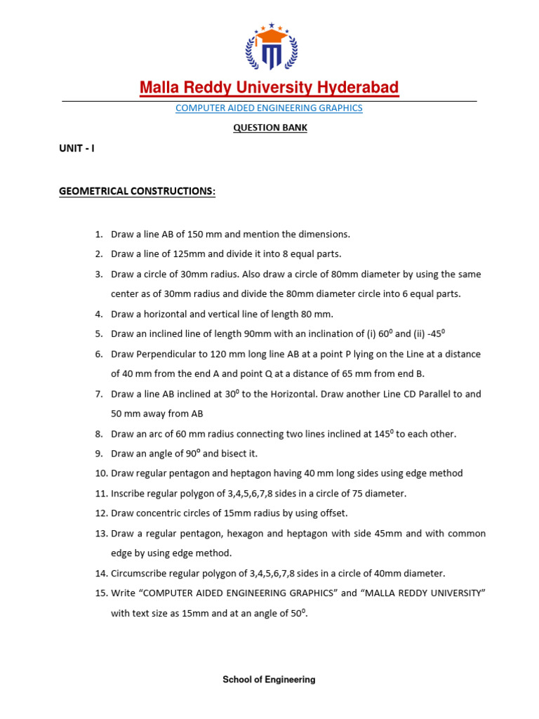 CAEG QUESTION BANK (1) | PDF | Circle | Classical Geometry
