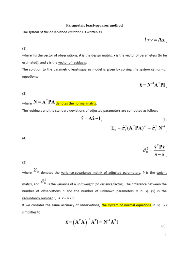 Theory | PDF | Least Squares | Weighted Arithmetic Mean