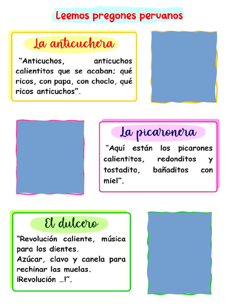 Ficha Leemos Pregones 2° Maestra Janet | PDF