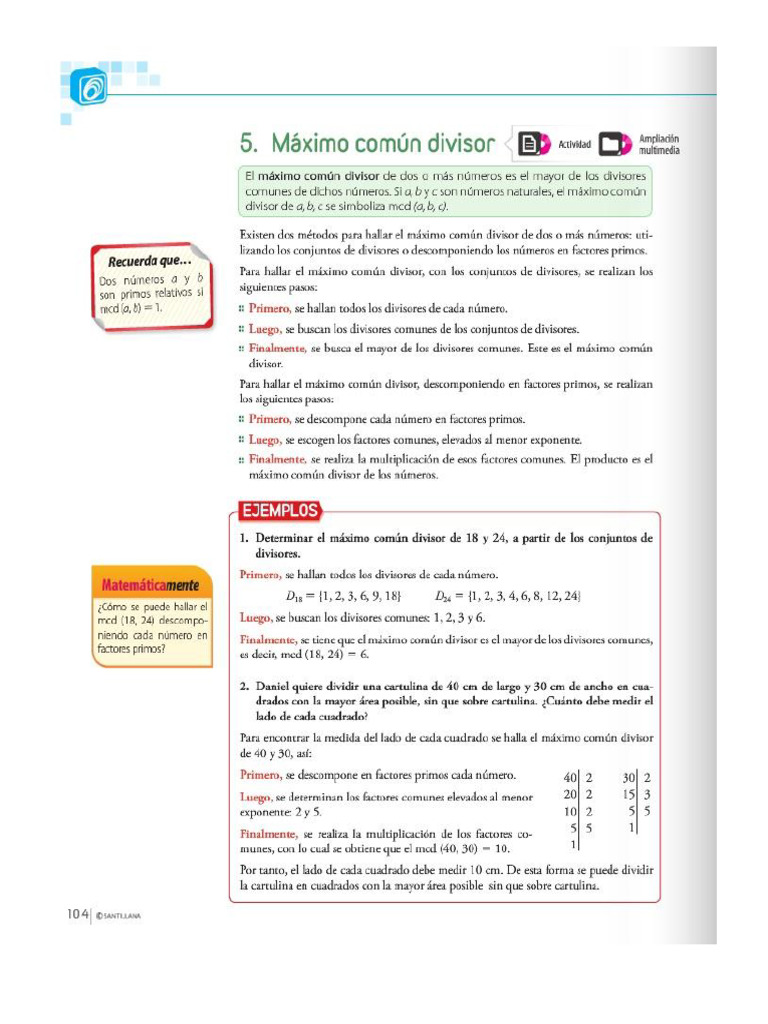 Maximo Comun Divisor y Minimo Comun Multiplo | PDF