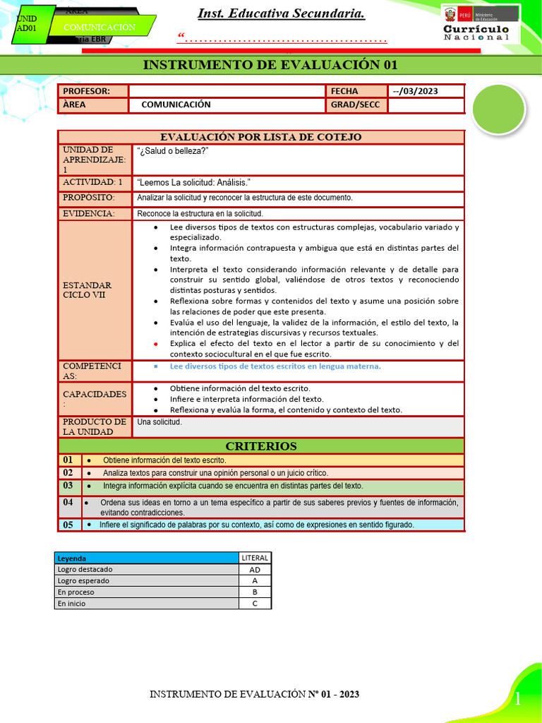 1º LC 1 Com Uni 1 Sem 01 - 2022 | PDF | Aprendizaje | Cognición
