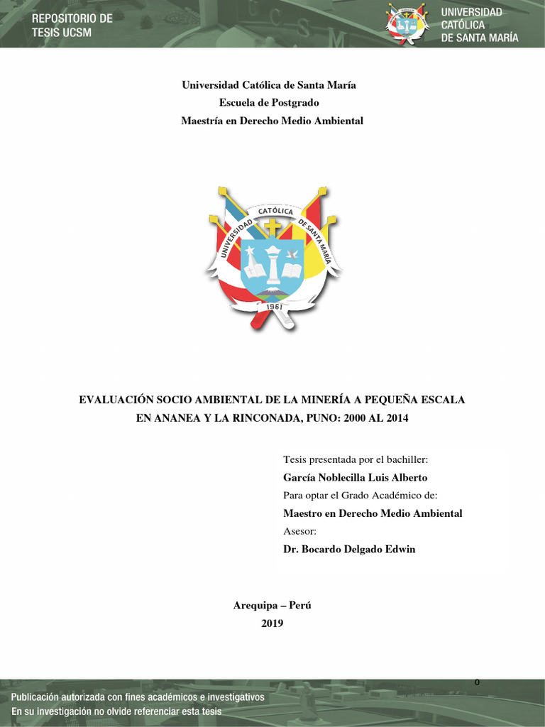 Evaluacion Socia Ambiental de La Mineria A Pequeña Escala Anane 2000'2014 | PDF | Minería ...