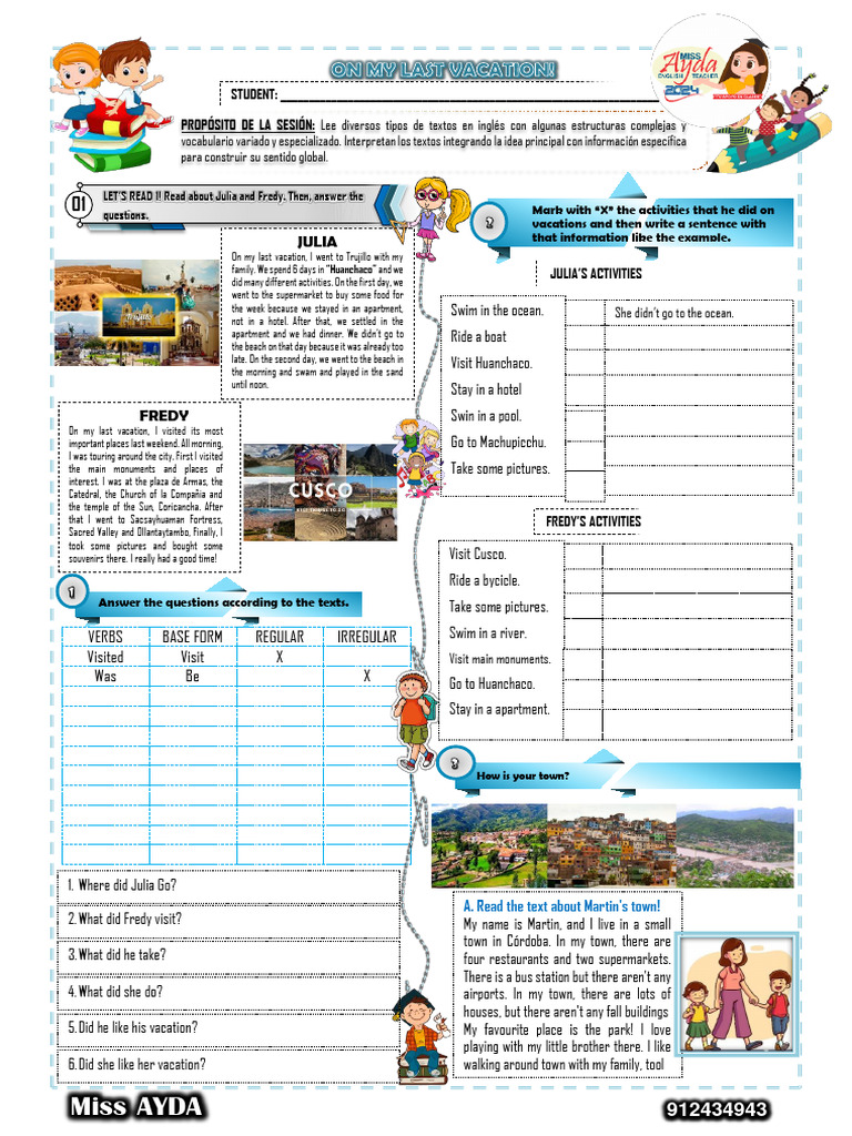Ficha1 - Evaluación Diagóstica - Semana1 - 4to Grado - Miss Ayda | PDF