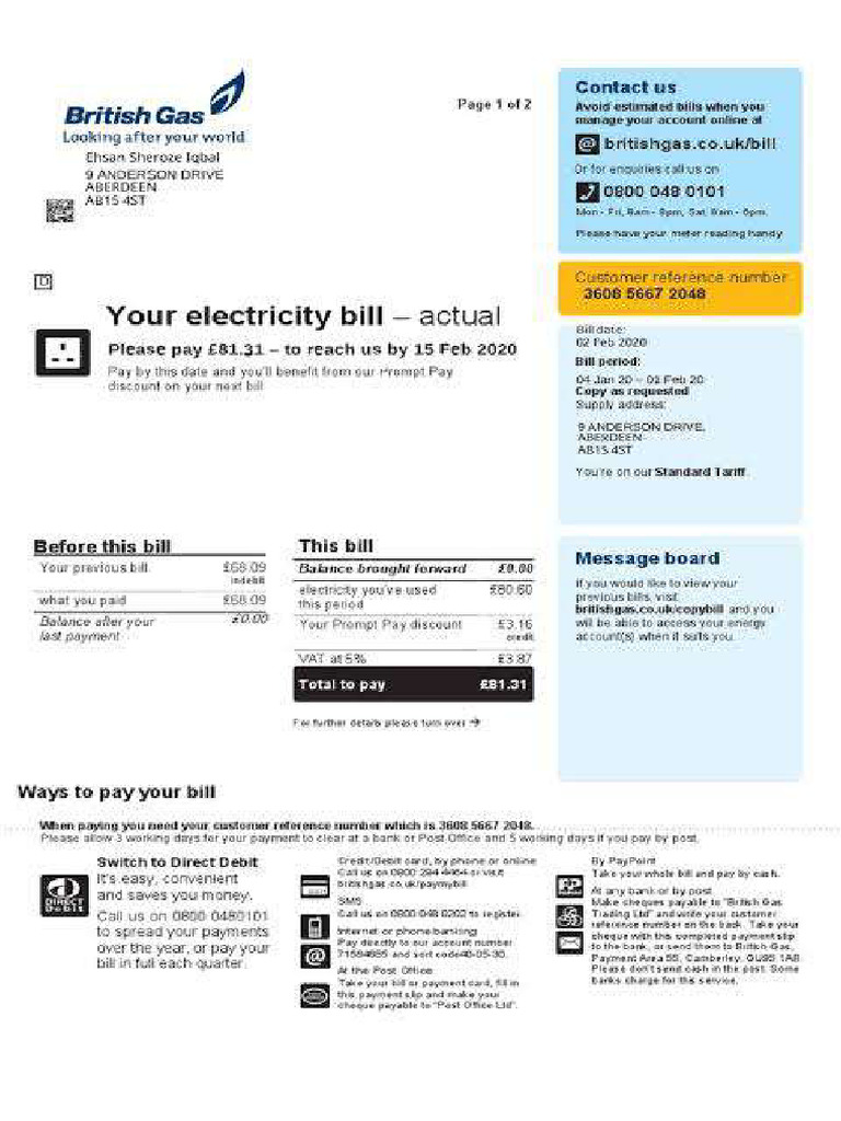 UK Electricity Bill | PDF