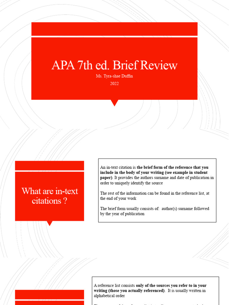 APA Referencing Quick Review Slides | PDF | Citation | Bracket