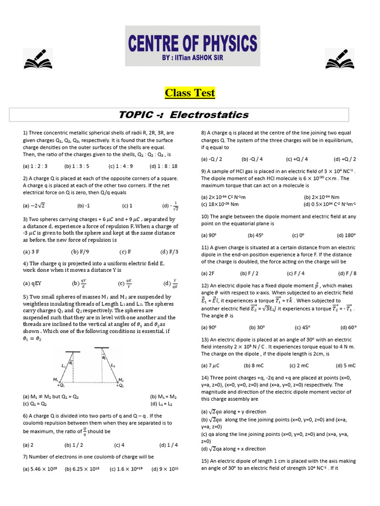 Test Paper | PDF | Dipole | Electron