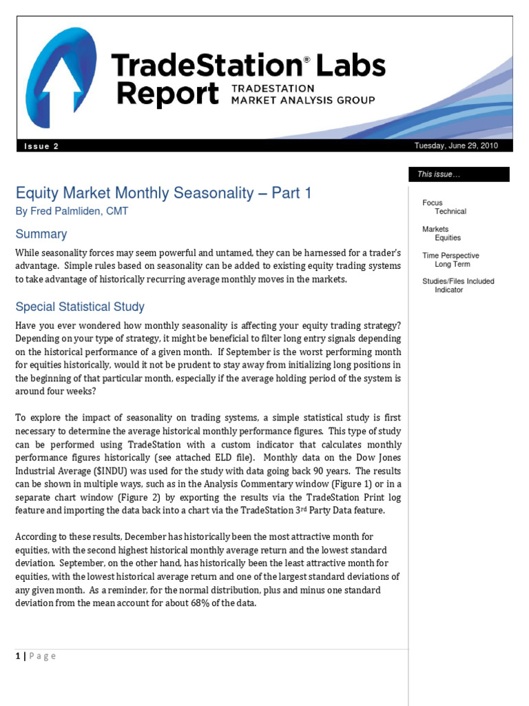 Equity Market Monthly Seasonality | PDF | Algorithmic Trading | Seasonality