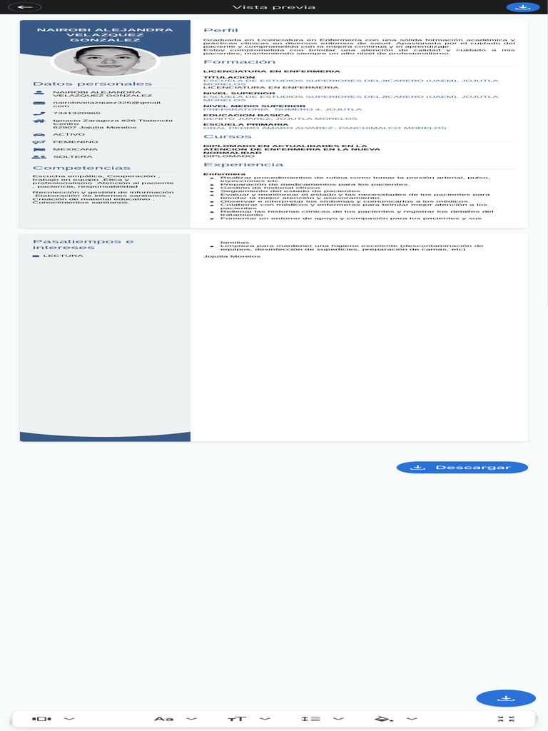 PORF - CVwizard | PDF | Enfermería | Historial médico