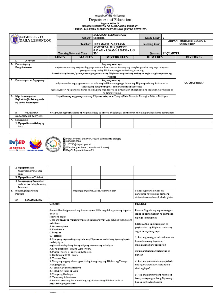 Department of Education: GRADES 1 To 12 Daily Lesson Log | PDF