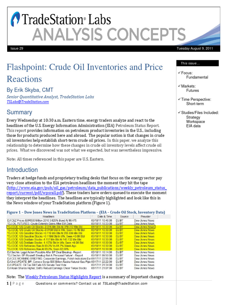 Flashpoint Crude Oil Inventories and Price Reactions | PDF | Prices ...