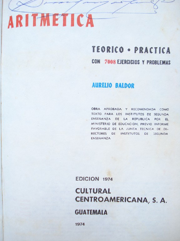 Aritmetica Aurelio Baldor 1ed Mod | PDF